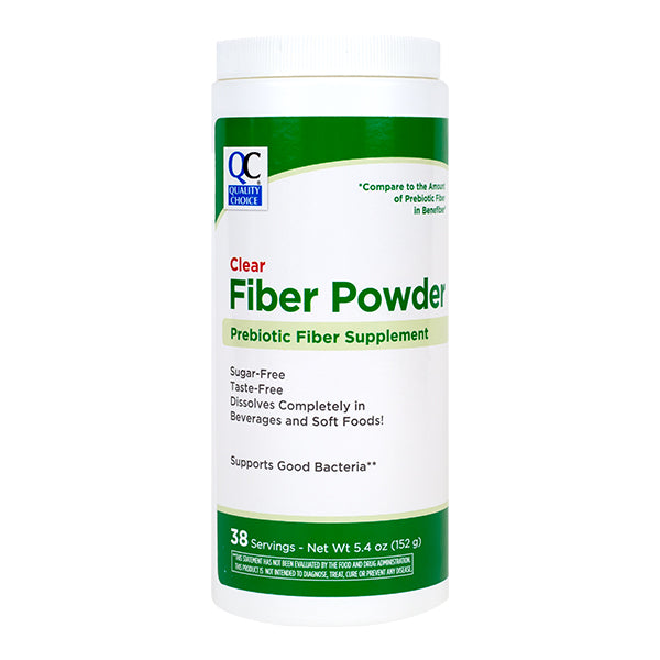 Clear Fiber Powder, 38 Doses, 5.4 oz, QC96795 | quality-choice-products