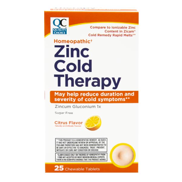Zinc Cold Therapy Chewable Tablets, Citrus Flavor, 25 ct, QC96505 ...
