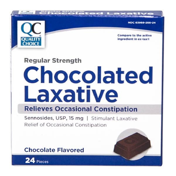 Laxative Sennosides Reg-Strength 15 mg, Chocolate Flavored Pieces, 24 ...