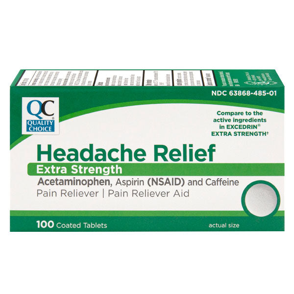 Headache Extra-Strength Relief Tablets, 100 ct, QC94613 | quality ...