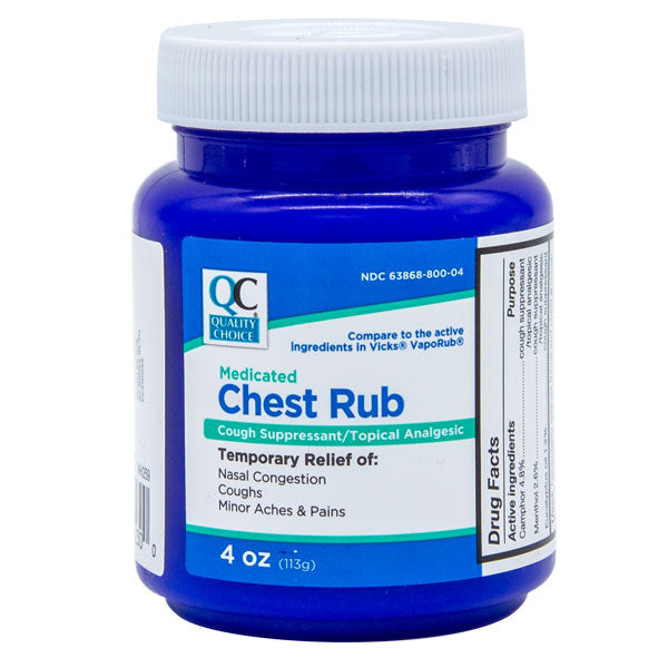 Medicated Chest Rub, 4 oz, QC95230 | quality-choice-products