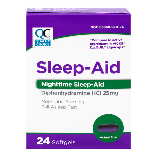 Sleep-Aid Nighttime Softgels, 24 ct, QC96941 | quality-choice-products